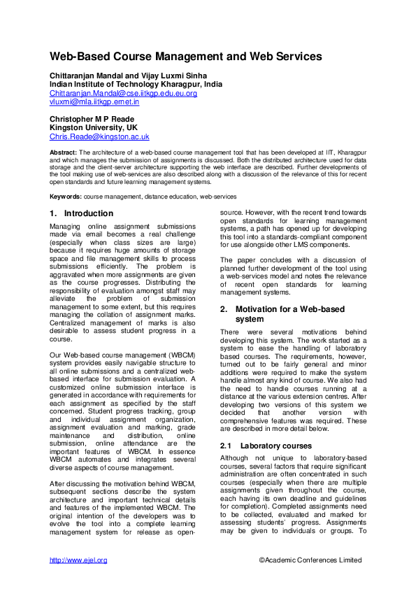 (PDF) Web-based course management and web services