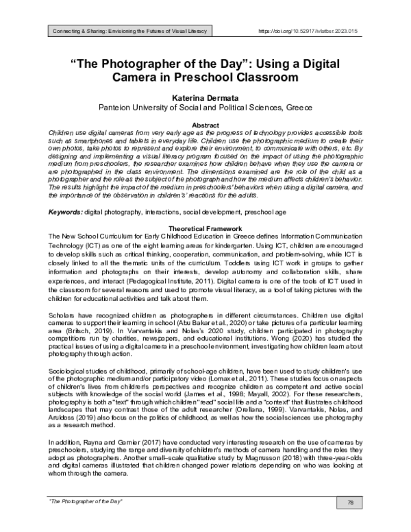 (PDF) "The Photographer of the Day": Using a Digital Camera in ...
