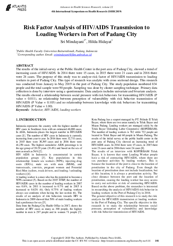 (PDF) Risk Factor Analysis of HIV/AIDS Transmission to Loading Workers ...