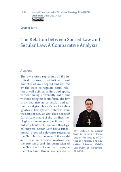 (PDF) The Relation between Sacred Law and Secular Law. A Comparative ...