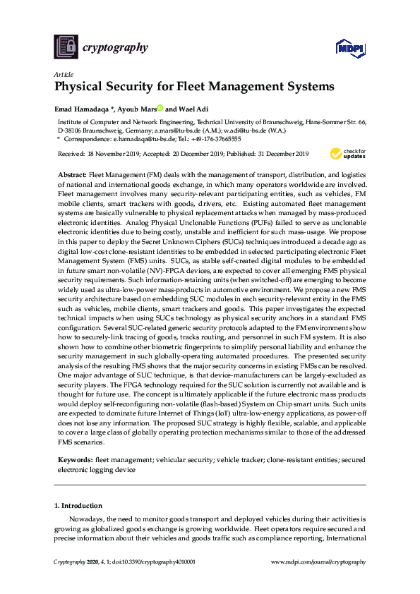 (PDF) Physical Security for Fleet Management Systems