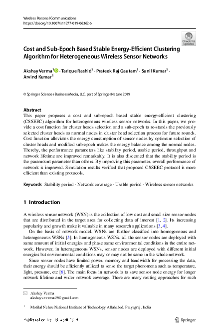 (PDF) Cost and Sub-Epoch Based Stable Energy-Efficient Clustering Algorithm for Heterogeneous ...