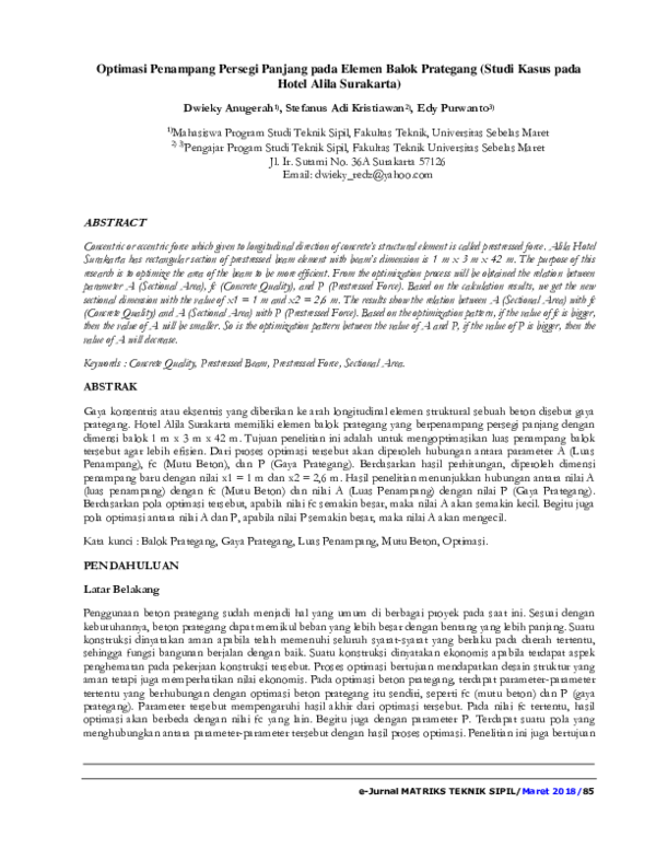 (PDF) Optimasi Penampang Persegi Panjang pada Elemen Balok Prategang ...