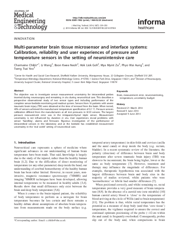 (PDF) Multi-parameter brain tissue microsensor and interface systems ...
