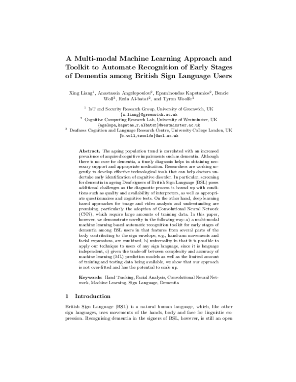 Pdf A Multi Modal Machine Learning Approach And Toolkit To Automate Recognition Of Early