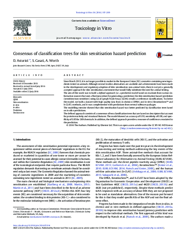 (PDF) Consensus of classification trees for skin sensitisation hazard ...