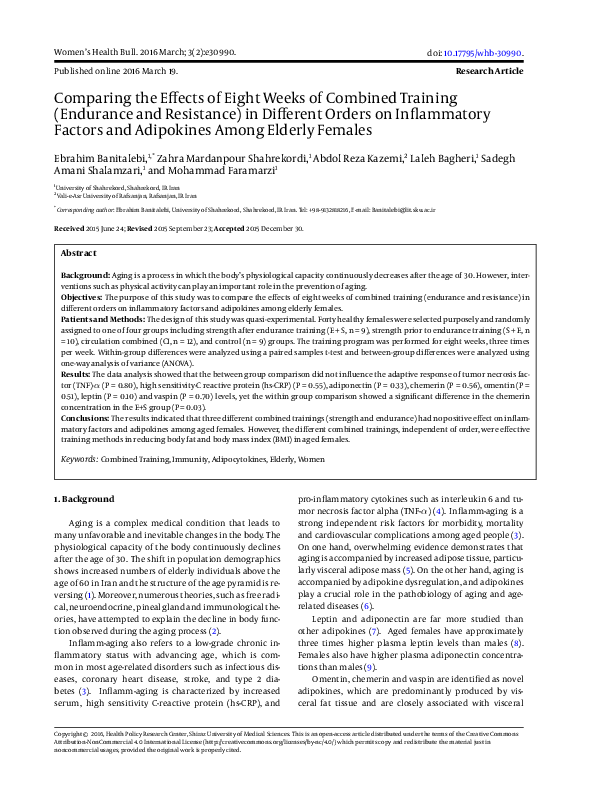 (PDF) Comparing the Effects of Eight Weeks of Combined Training ...