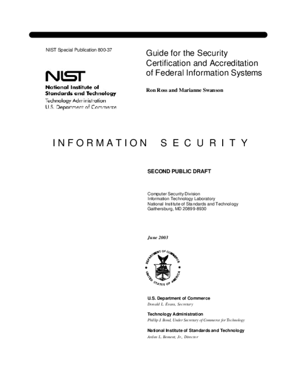 (PDF) Guide for the security certification and accreditation of federal ...