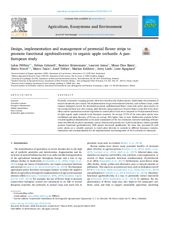 (PDF) Design, implementation and management of perennial flower strips ...