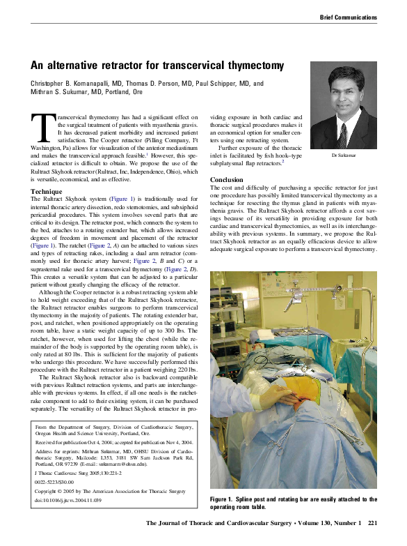 (PDF) An alternative retractor for transcervical thymectomy