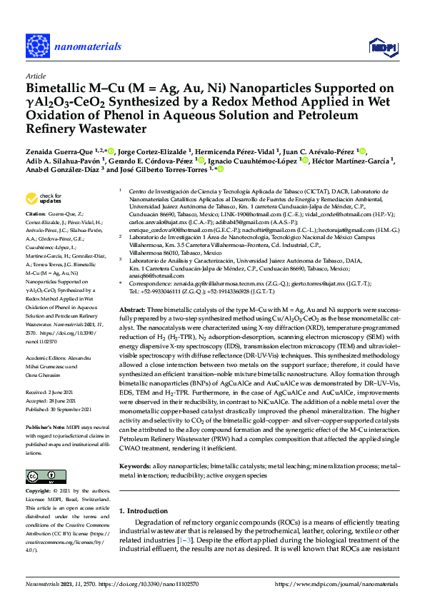 Pdf Bimetallic M Cu M Ag Au Ni Nanoparticles Supported On γal2o3 Ceo2 Synthesized By A
