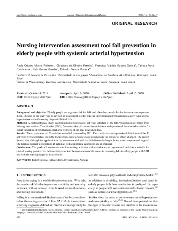 (PDF) Nursing intervention assessment tool fall prevention in elderly ...