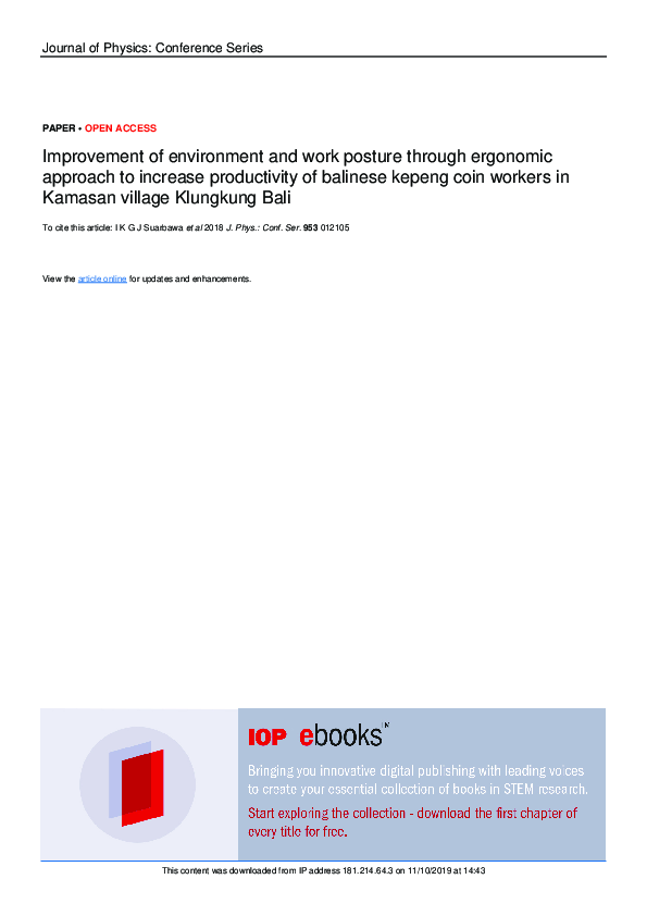 (PDF) Improvement of environment and work posture through ergonomic ...