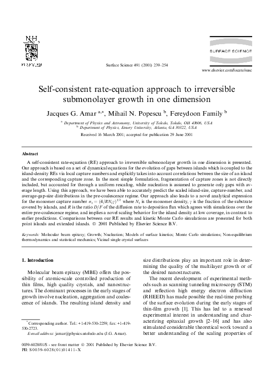 (PDF) Self-consistent rate-equation approach to irreversible ...