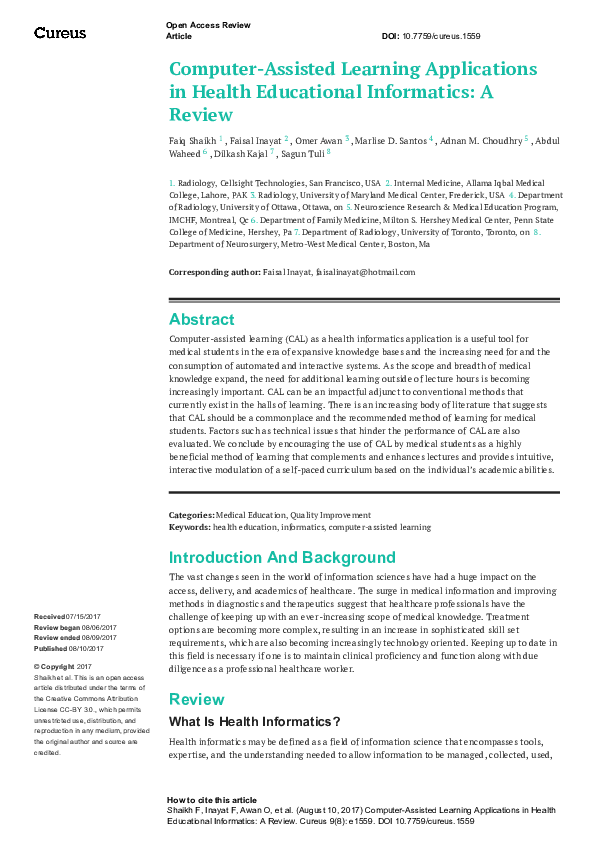 (PDF) Computer-Assisted Learning Applications in Health Educational ...