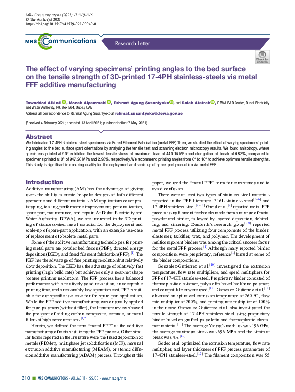 (PDF) The effect of varying specimens’ printing angles to the bed ...