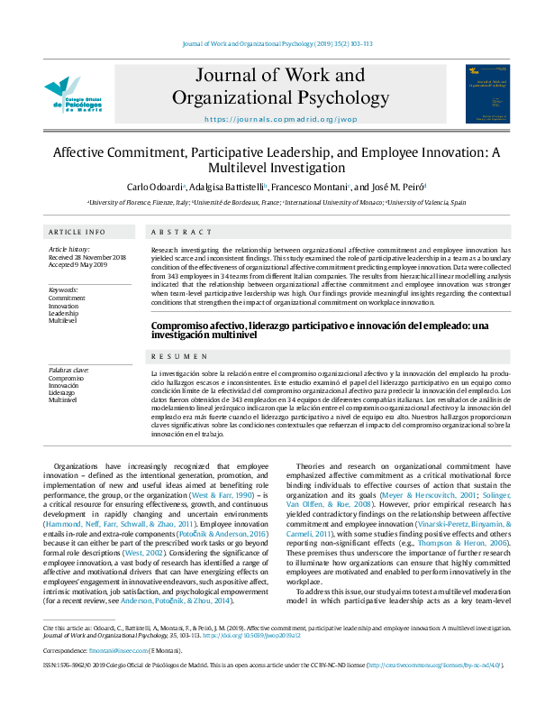 (PDF) Leadership, organizational commitment, and change commitment: A ...