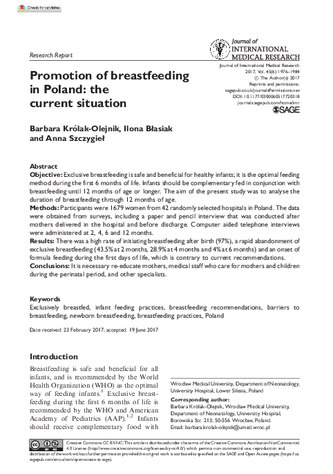 (PDF) Promotion of breastfeeding in Poland: the current situation