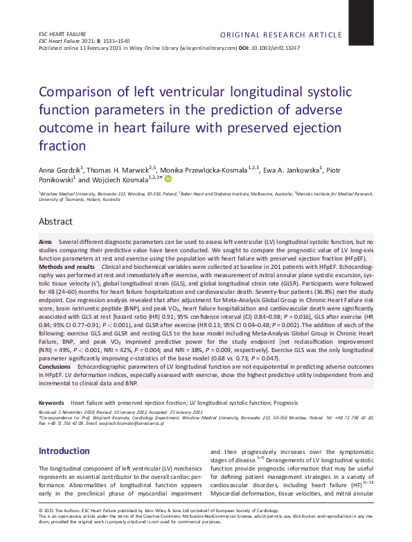 (PDF) Comparison of left ventricular longitudinal systolic function ...