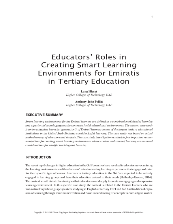 (PDF) Educators' Roles in Creating Smart Learning Environments for ...
