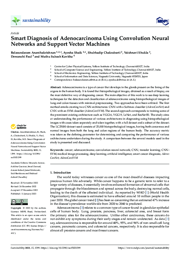 (PDF) Smart Diagnosis of Adenocarcinoma Using Convolution Neural Networks and Support Vector ...