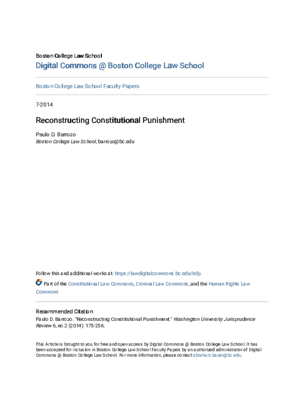 (PDF) Reconstructing Constitutional Punishment | Paulo Barrozo ...