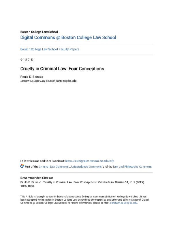 (PDF) Cruelty in Criminal Law: Four Conceptions