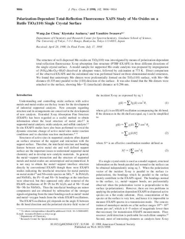 (PDF) Polarization-Dependent Total-Reflection Fluorescence XAFS Study ...