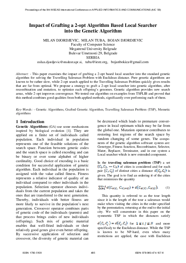 (PDF) Impact of grafting a 2-opt algorithm based local searcher into ...