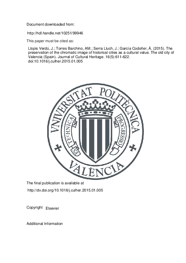 (PDF) The preservation of the chromatic image of historical cities as a ...