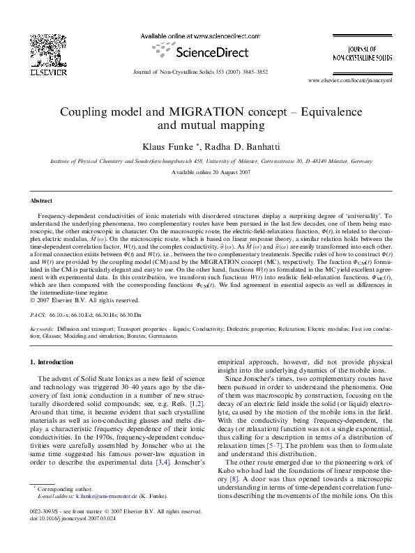 (PDF) Coupling model and MIGRATION concept – Equivalence and mutual mapping