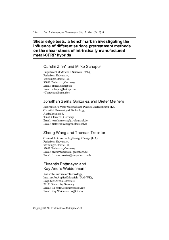 (PDF) Shear edge tests: a benchmark in investigating the influence of ...