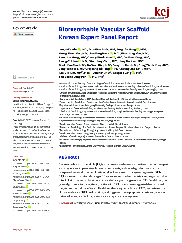 (PDF) Bioresorbable Vascular Scaffold Korean Expert Panel Report | Moo ...