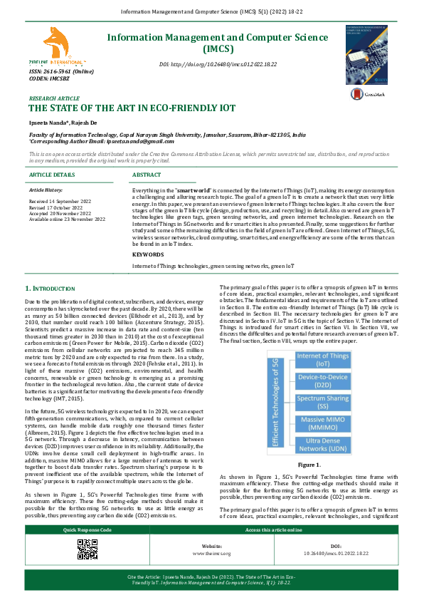 (PDF) The State of the Art in Eco-Friendly Iot