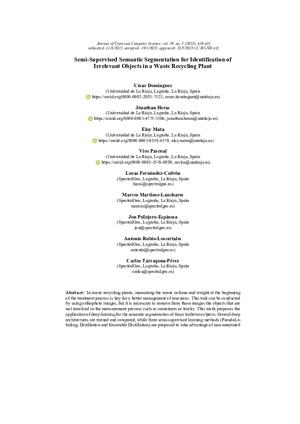 (PDF) Semi-Supervised Semantic Segmentation for Identification of Irrelevant Objects in a Waste ...