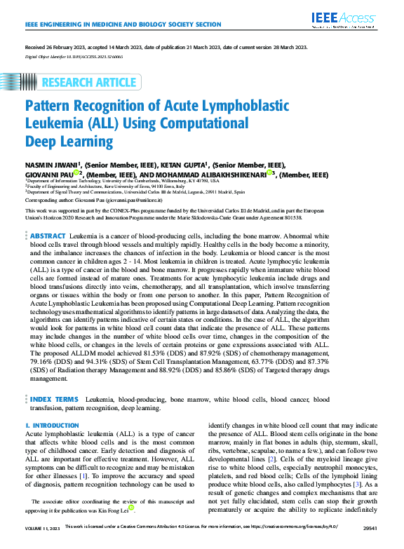 (PDF) Pattern Recognition of Acute Lymphoblastic Leukemia ALL Using Computational Deep Learning
