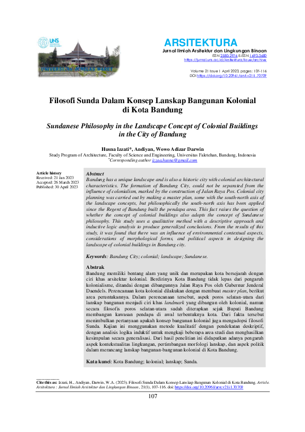 (PDF) Filosofi Sunda dalam Konsep Lanskap Bangunan Kolonial di Kota Bandung