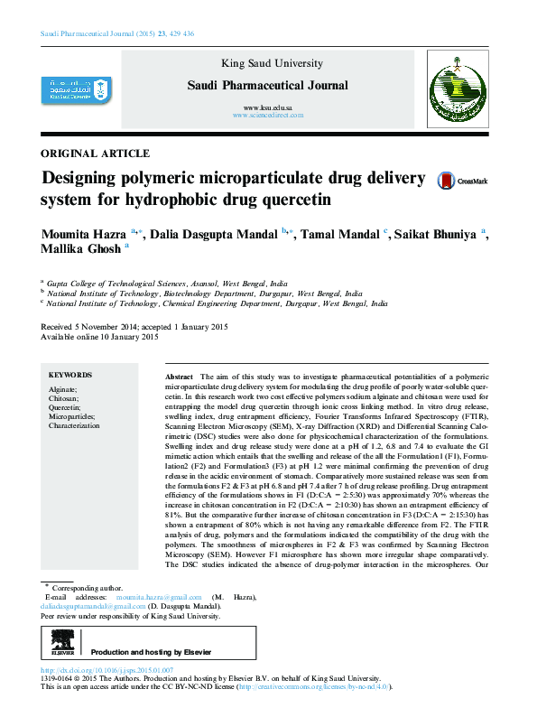(PDF) Designing polymeric microparticulate drug delivery system for ...