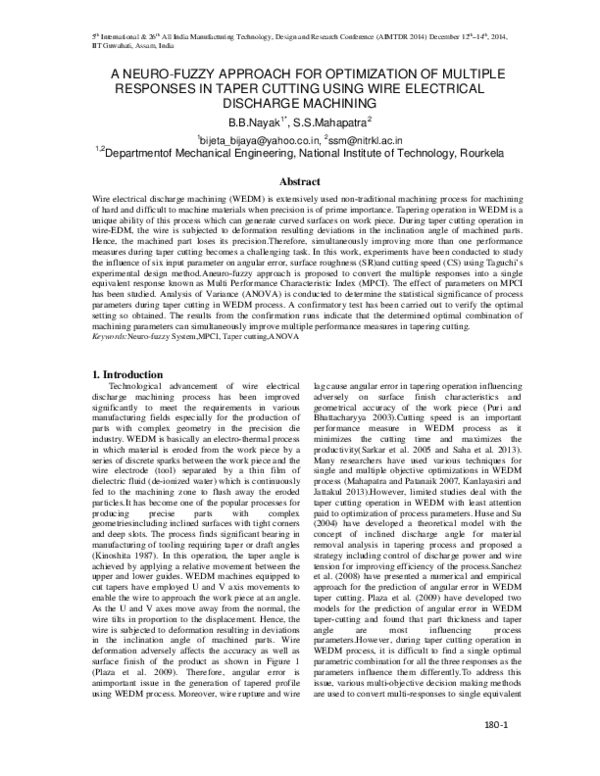 (PDF) A Hybrid Approach for Process Optimization in Taper Cutting Operation Using Wire ...