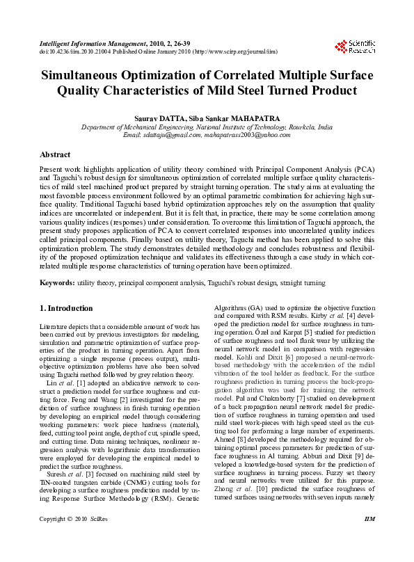(PDF) Simultaneous Optimization of Correlated Multiple Surface Quality ...