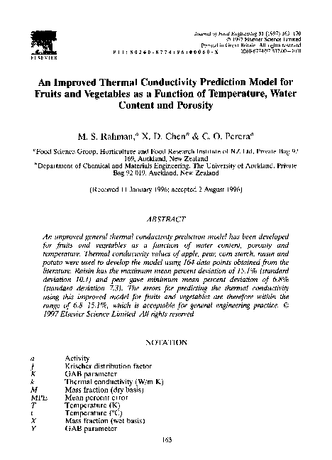 (PDF) An improved thermal conductivity prediction model for fruits and ...