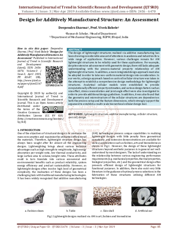 (PDF) Design for Additively Manufactured Structure: An Assessment ...