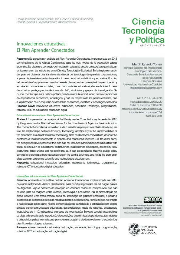 (PDF) Innovaciones educativas: El Plan Aprender Conectados
