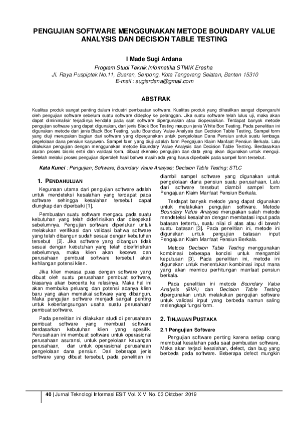 (PDF) Pengujian Software Menggunakan Metode Boundary Value Analysis Dan ...