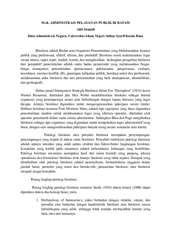 (DOC) MAL ADMINISTRASI PELAYANAN PUBLIK DI BATAM