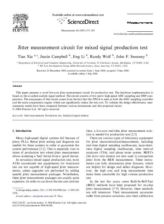 (PDF) Jitter measurement circuit for mixed signal production test