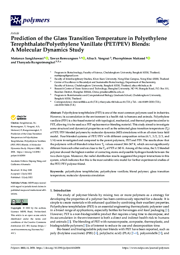 (PDF) Prediction of the Glass Transition Temperature in Polyethylene ...