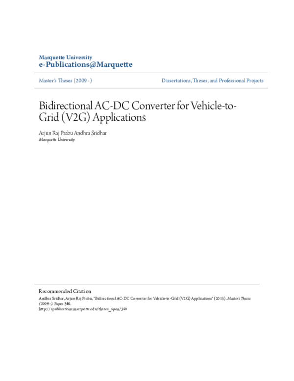 Pdf Bidirectional Ac Dc Converter For Vehicle To Grid V2g Applications