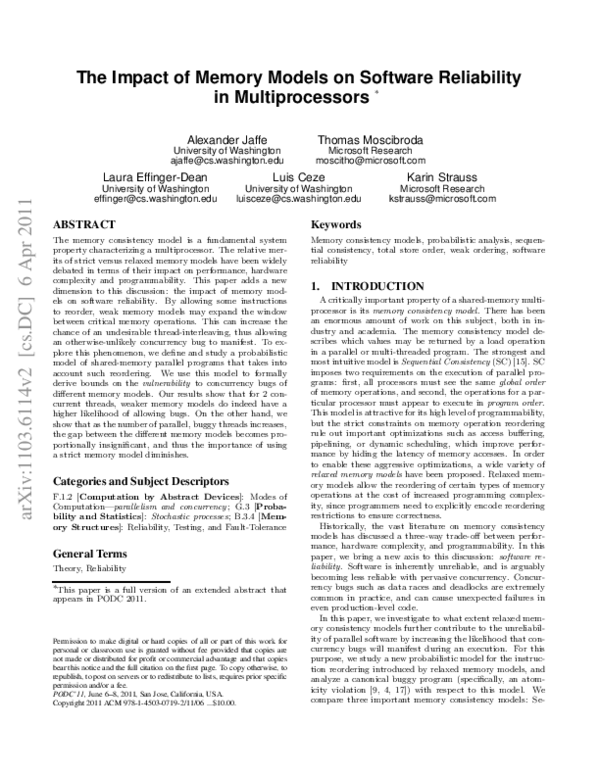 (PDF) The impact of memory models on software reliability in ...