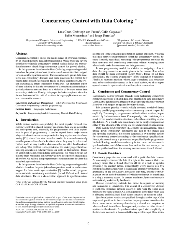 (PDF) Concurrency control with data coloring